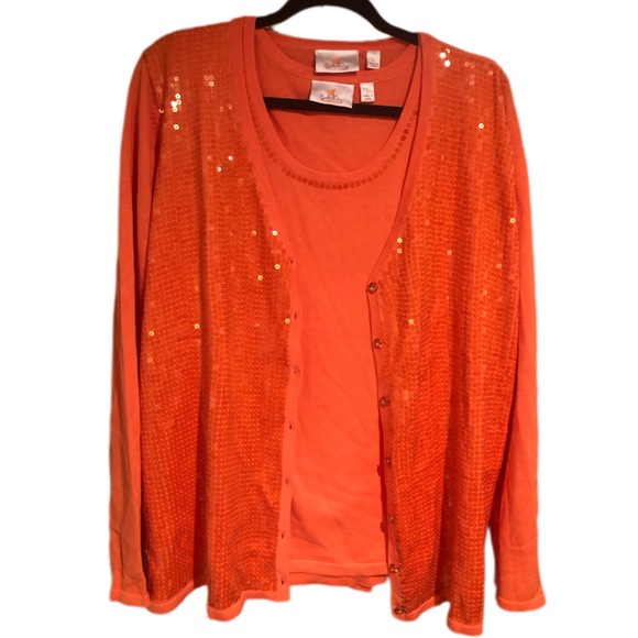 Quacker Factory | Sweaters | Orange Quacker Factory Cardigan Sweater ...
